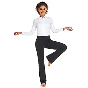 Safort 28" 30" 32" 34" Inseam Regular Tall Bootcut Yoga Pants, 4 Pockets, UPF50+, 31 Inseam, Black, XXXL