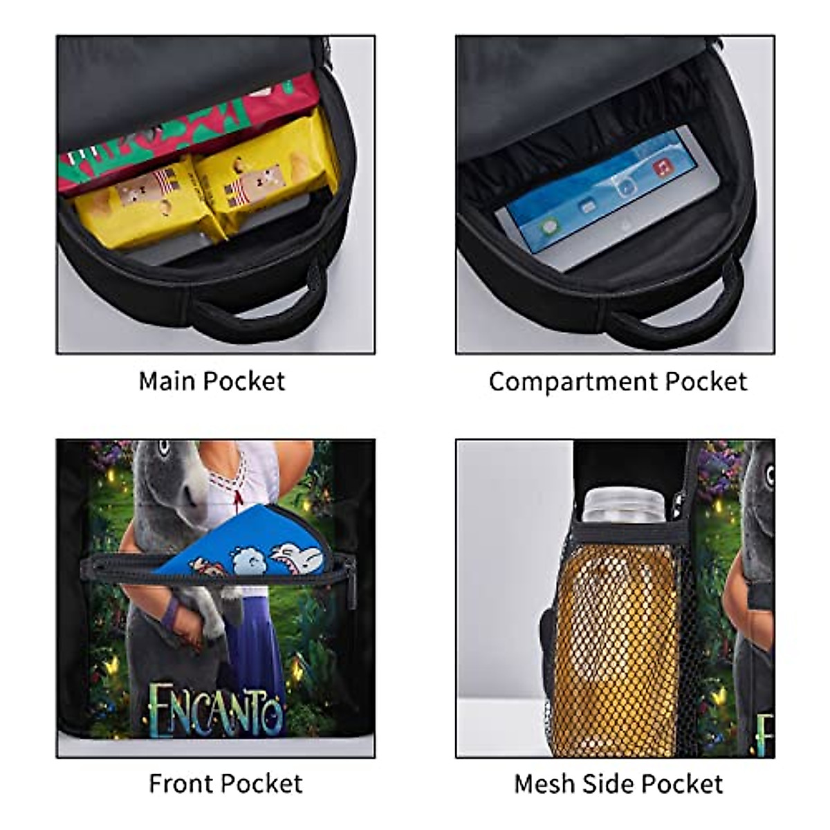 Backpack Encanto Anime Cartoon Backpack 12 Inch Small Bookbags Casual Travel Sandwich Multipurpose Daypack Backpacks For Youth Bags, Black