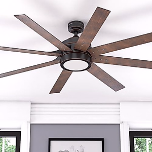 Honeywell Ceiling Fans Xerxes, 62 Inch Contemporary LED Ceiling Fan with Light and Remote Control, 8 Blades with Dual Finish, Reversible Motor - 51628-01 (Bronze)