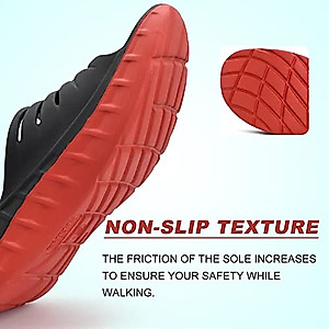 KuaiLu Mens Recovery Sandals Sport Comfort Cushion Athletic Slides Orthotic Plantar Fasciitis Open Toe Slip On Wide Width Thick Foam Sandles Summer Pool Beach Slippers Black Red Size 11