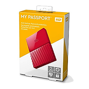 WD 2TB Red My Passport Portable External Hard Drive - USB 3.0 - WDBYFT0020BRD-WESN (Renewed)