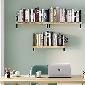 SHELFIN NOTA 24"x5.5" Wall Bookshelf Rustic Floating Shelves for Storage Living Room Decor Office Supplies & Kitchen Organizer Bathroom Shelves Set of 3 Burnt Finish