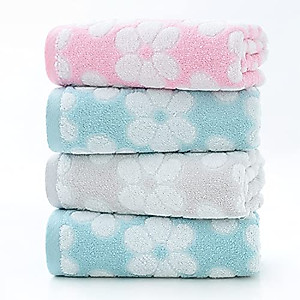Pidada Hand Towels Set of 2 Floral Pattern 100% Cotton Soft Absorbent Decorative Towel for Bathroom 13.4 x 29.1 Inch (Light Grey)
