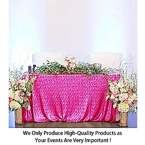 60x102-Inch-Hot Pink-Sequin Rectangular Tablecloth for Party Cake Dessert Table Polyester Tablecloth Rectangle Outdoor Tablecloth(Hot Pink)