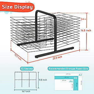 Lzttyee Art Drying Rack for Classroom Paint Drying Rack Art 20 Shelves Metal Desktop Artwork Storage Display Rack Art Drying Rack for Classroom Painting Crafts (20 Shelves-1)