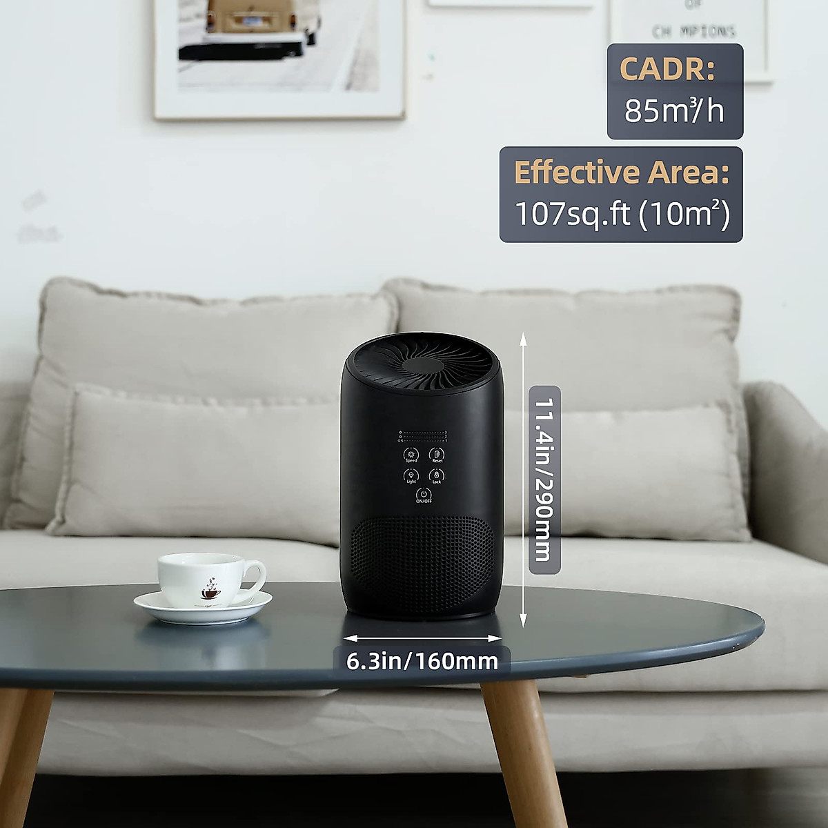 LTLKY Air Purifier for Bedroom,Small Air Cleaner for Desktop,USB Cord Power Version (BS01-Black)