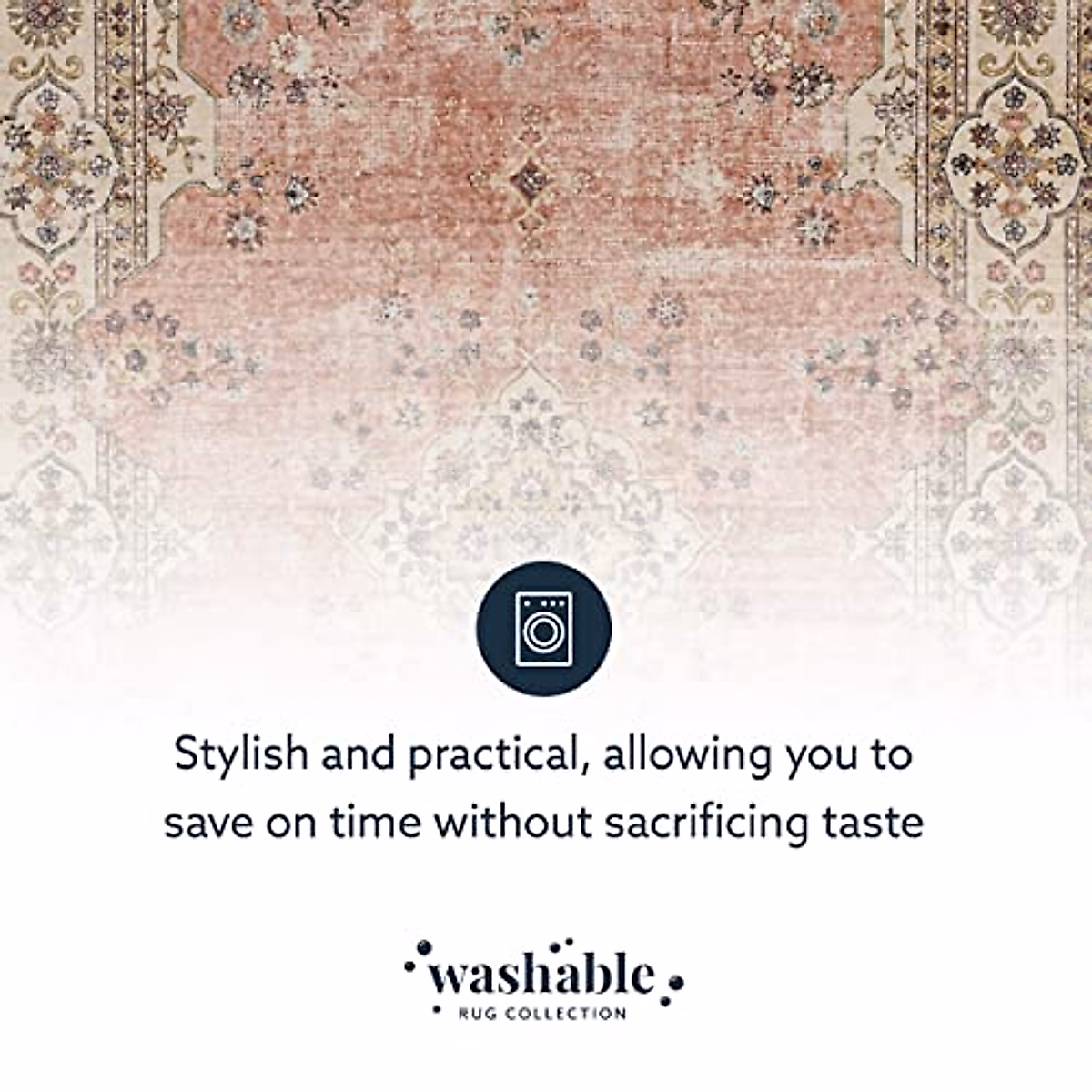 Linon The Anywhere Washable Rug Colton Pink/Ivory 5' X 7' Area Rug