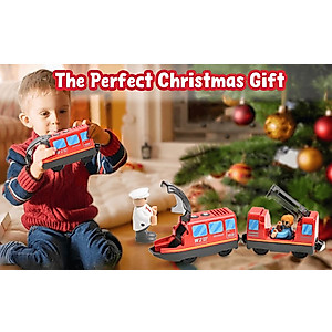 Giant bean Battery Operated Action Locomotive Magnetic Train Set for Wooden Train Tracks, Powerful Engine Compatible, Wood Train Track Toys for Kids 3+