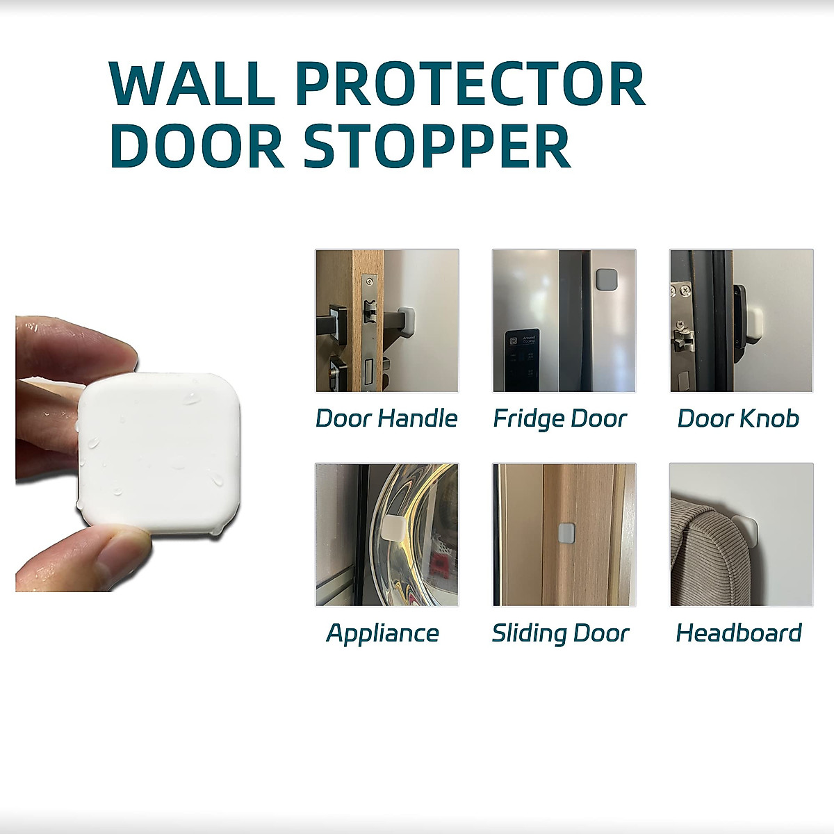[6 Pack] [White] Door Stoppers Wall Protector, Silicone Door Bumper, Self-Adhesive Wall Shield, Door Slamming Silencer, Door Knob Guard for Home, Office, School