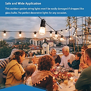 ANTING 120FT Outdoor String Lights with 38+2 Shatterproof Plastic Bulbs,38×E26 Sockets,Patio Lights LED Commercial Grade Weatherproof String Lights for Patio Garden Porch Backyard,2700K Warm White