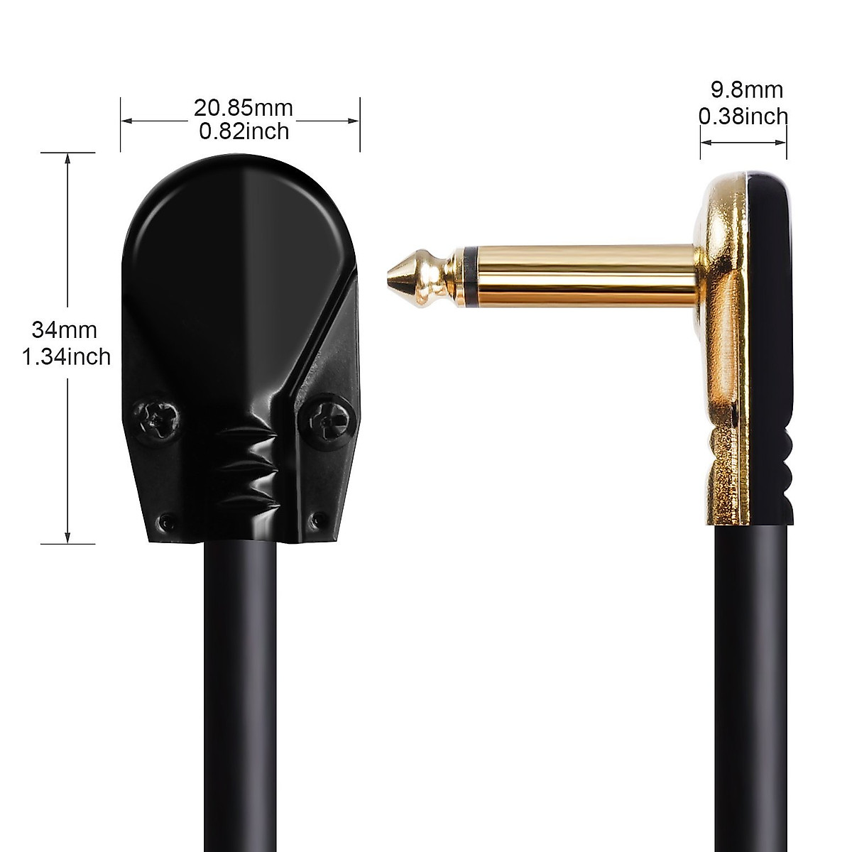 Donner Guitar Patch Cables Right Angle 6 Inch 15 cm 1/4 Instrument Cables for Effect Pedals 6 Pack