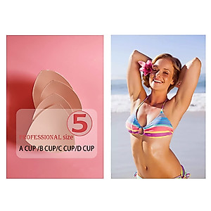 WMugthome 3 Pairs Sewn Bra Pads Push Up of Triangle Inserts for Replacements Bikini Top and Sports Swimsuit Bra Inserts(Beige-B CUP)