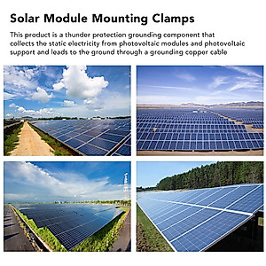 Solar Panel Grounding Clips Set 10Pcs, Solar Panel Photovoltaic On Coupling Earthing Ground Lug, Solid Aluminum and Stainless Steel Ground Clamp with Lay in Lug for Bare Wire Pipe