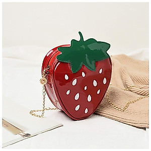 Segreto Women Strawberry Purse Chain Small Crossbody Bag Cell Phone Wallet Bag Shoulder Bag Handbag Fruit Shaped