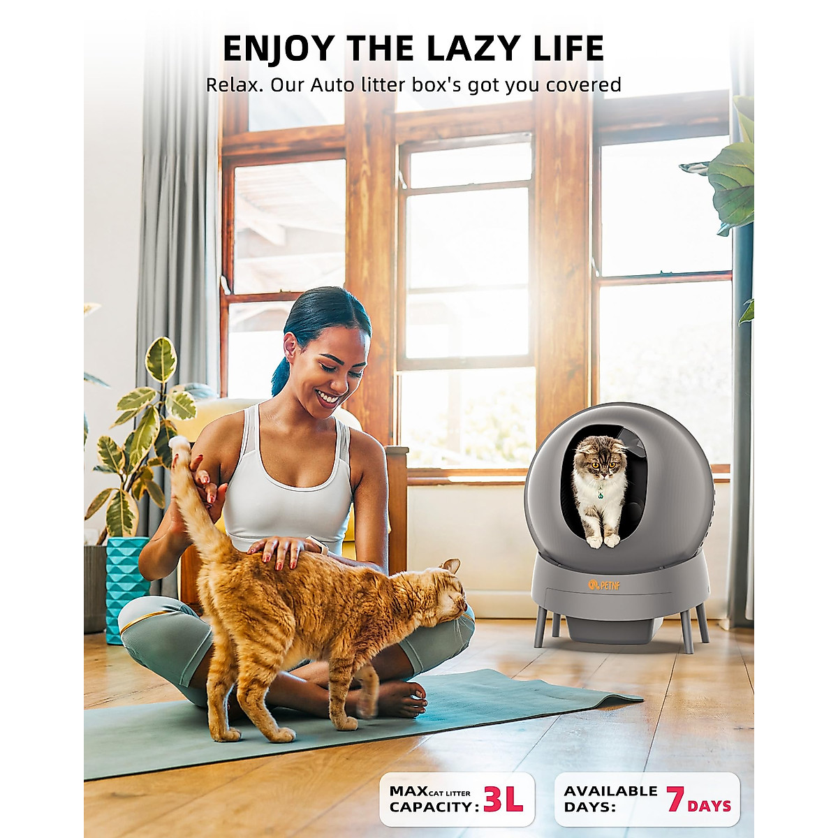 Self Cleaning Cat Litter Box with APP Control,No More Scooping Automatic Cat Litter Box with mmWave Sensor for Multiple Cats,Excellent Odor Removal,57L Extra Large Space,Ultra-Quiet Robot Litter Boxes
