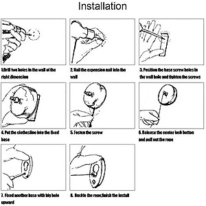 Little World Retractable Clothesline 304 Stainless Steel Durable with Heavy Duty Adjustable Rope Shower Clothes Line for Indoor and Outdoor (9.2FT Steel String)