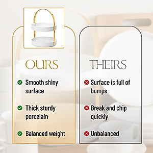 BTaT- Cake Stand 2-Tiers, White Porcelain, Cupcake Stand, Cupcake Holder, Cup Cake Tier Stand, Cupcake Stands, Cupcake Display Stand, Cupcake Tier Stand, Dessert Tray