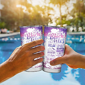 Rudicaxi Beach Tumbler Gifts for Women, Best Beach Themed Gift Ideas for Beach Lover, Beach Cup for Girls Friends Sister Daughter, Life is the Better at the Beach 20oz Stainless Steel Tumbler