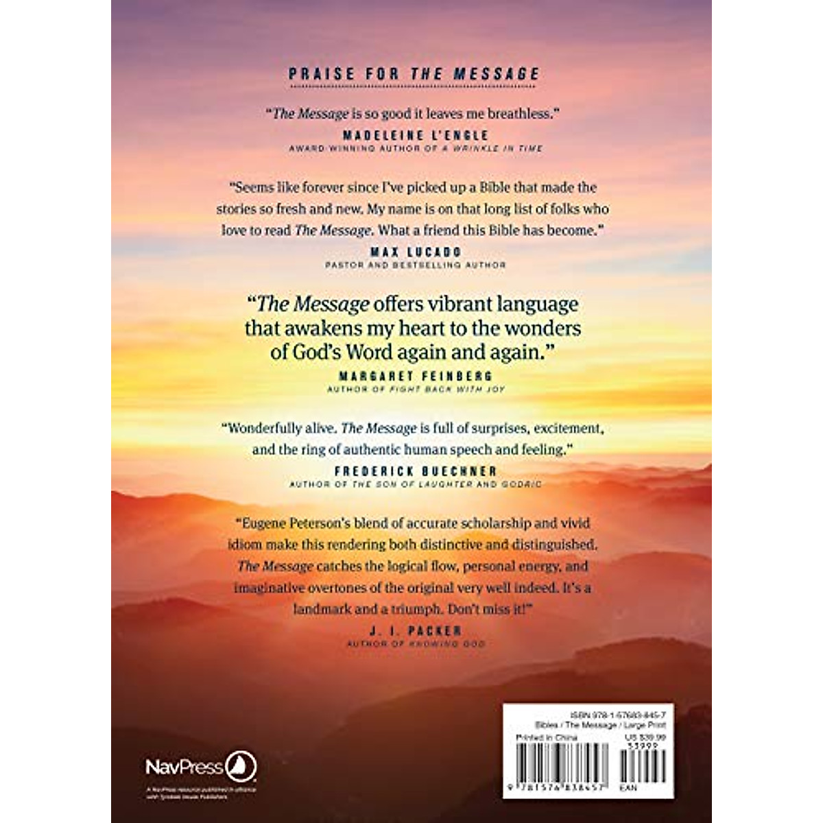 The Message Large Print (Hardcover): The Bible in Contemporary Language