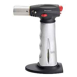 BonJour Chef’s Tools Butane Culinary / Crème Brûlée Torch, Aluminum, Gray - 53386