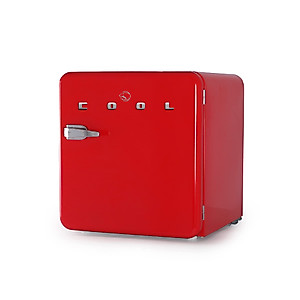 Commercial Cool 1.6 Cu. Ft, Vintage Style, Retro Fridge with 1 Slide-Out Wire Shelf & Bin Storage, Small Refrigerator with Freezer, Red