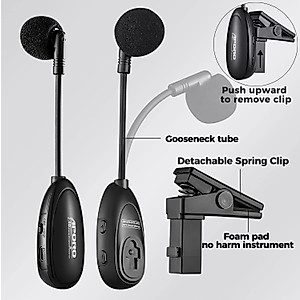 JCWY 2.4G Wireless Saxophone Microphone, Clip on Music Instruments Microphone, Wireless Receiver and Transmitter, for Saxophone and More