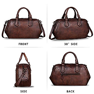 Genuine Leather Top Handle Bags for Women Handmade Handbags Purse Vintage Style Crossbody Satchel