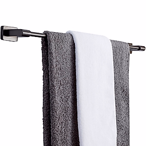 MyGift 24 Inch Towel Bar, Premium Hotel Series Commercial Grade Stainless Steel Bathroom Towel Holder, Wall Mounted Modern Gunmetal Gray Bar Rack for Hanging Bath Towels