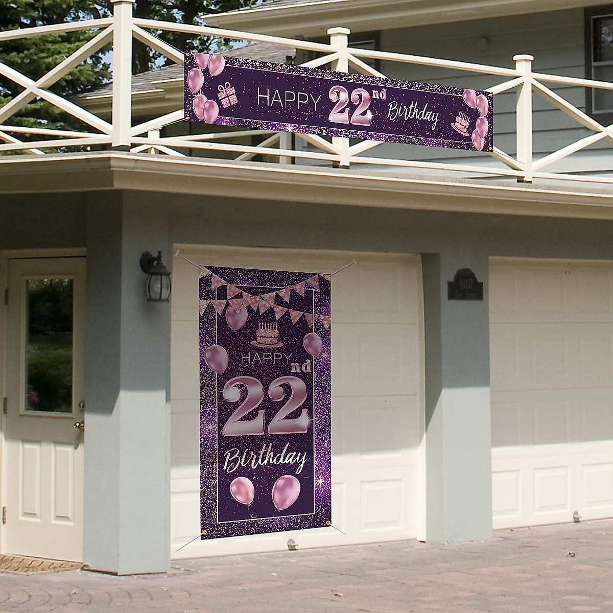 PAKBOOM Happy 11th Birthday Door Cover Porch Banner Sign Set - 11 Years Old Birthday Decoraions Party Supplies for Girls - Purple Pink