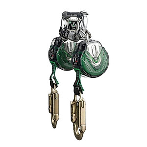 MSA 63111-00C V-TEC Mini Personal Fall Limiter - 6' (1.8m), Twin-Leg, Aluminum Swivel Carabiners (2) Anchorage Connection, Twin-Link Connector Harness Connection, Retractable Web Lanyard