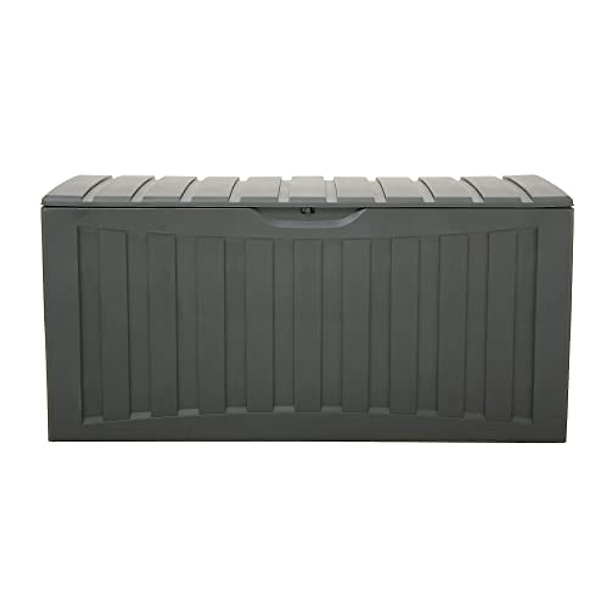 Ram Quality Products Plastic 90 Gallon Outdoor Lockable Backyard Storage Bin Deck Box for Cushions, Toys, Pool Accessories, and Towels, Gray