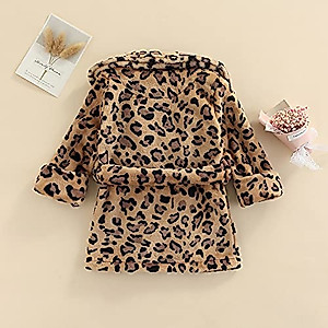 Toddler Baby Girl Fleece Bathrobe Gown Winter Autumn 0-5T Kids Girls Soft Towel Plus Robe Bathrobe (Leopard, 12-24 Months)