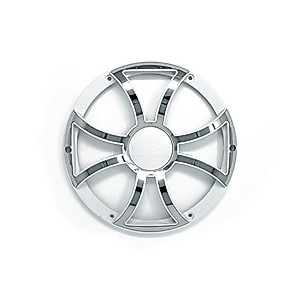 wet sounds Revo 10" Subwoofer & Grill - White Subwoofer & White Grill with Stainless Steel Inserts - 4 Ohm