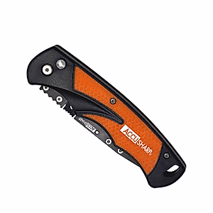 ACCUSHARP Multifunctional Replaceable Blade Razor Knife, 3.5" Stainless Steel Folding Pocket Knife with Replaceable Blades, Clip, Comfort Grip, and Adjustable Opening Angles, Orange