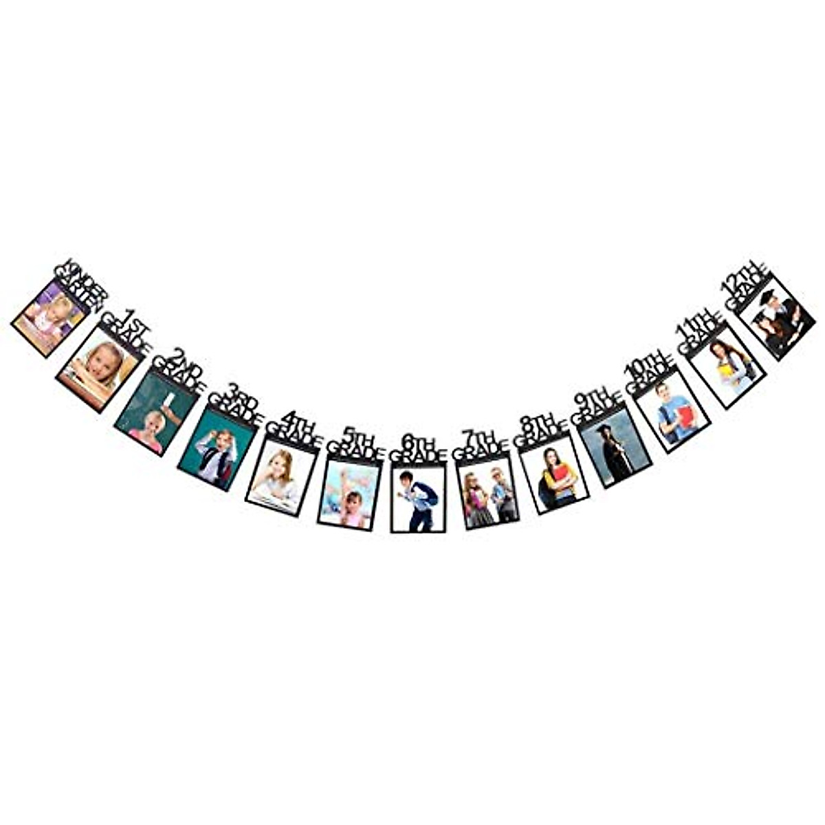 Grad Photo Banner, 1st - 12th Grade Banner Congrats Graduate - 2022 Grad Photo Props Decorations Party Supplies for Grad Party Bunting Black