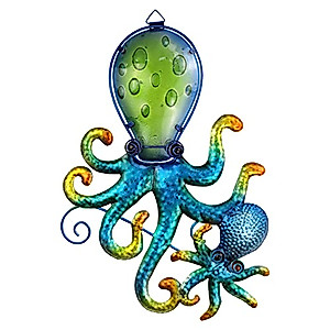 JOYBee Metal Octopus Wall Art Decor-Outdoor Indoor Coastal Hanging Art-Ocean Theme Metal Outdoor Garden Wall Art Decor for Patio Backyard Yard Fence Pool Bathroom Living Room-Costal Decorations(Blue)