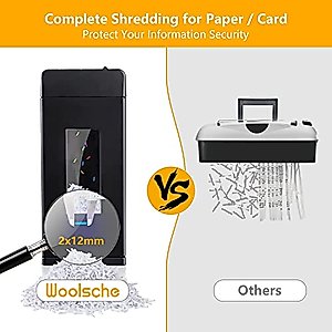 Paper Shredder, 6-Sheet Micro Cut with 2.9 Gallons Bin, P-6 High Security Level, 5 Munites Non-Stop Working Time, Compact Design Pull Out Basket with Jam Proof System for Home Office Use