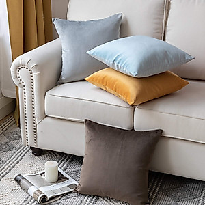 Phantoscope Pack of 2 Velvet Decorative Throw Decorative Pillow Cover Soft Solid Square Cushion Case for Couch Black 18 x 18 inches 45 x 45 cm