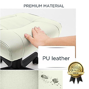 Adjustable Footrest Ottoman Stool with 360° Rolling Wheels Ergonomic Footrest Under Desk Foot Rest for Home or Office Use (Beige)