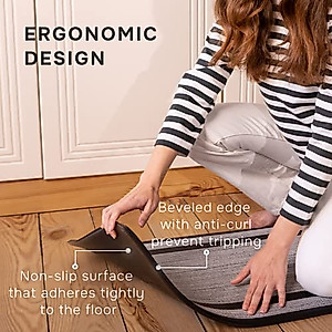 Homergy Anti Fatigue Kitchen Mats for Floor 2 PCS, Memory Foam Cushioned Rugs, Comfort Standing Desk Mats for Office, Home, Laundry Room, Waterproof & Ergonomic, 17.3×30.3 & 17.3×59, Fabric Black