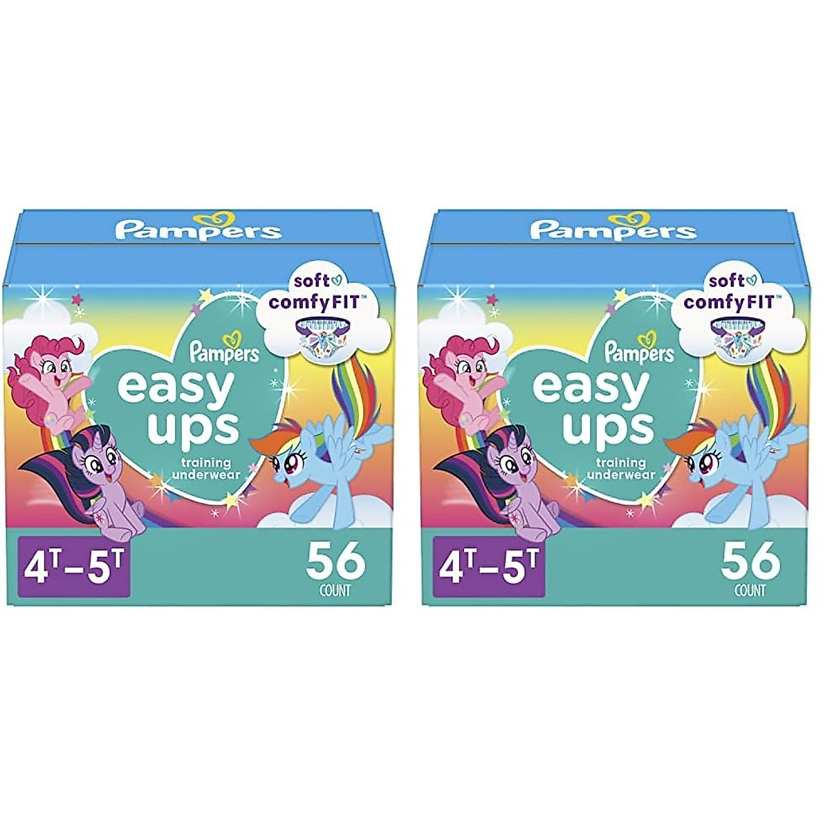 Pampers Easy Ups Training Underwear Girls, 4T-5T Size 6 Diapers, 56 Count (Packaging & Prints May Vary) (Pack of 2)