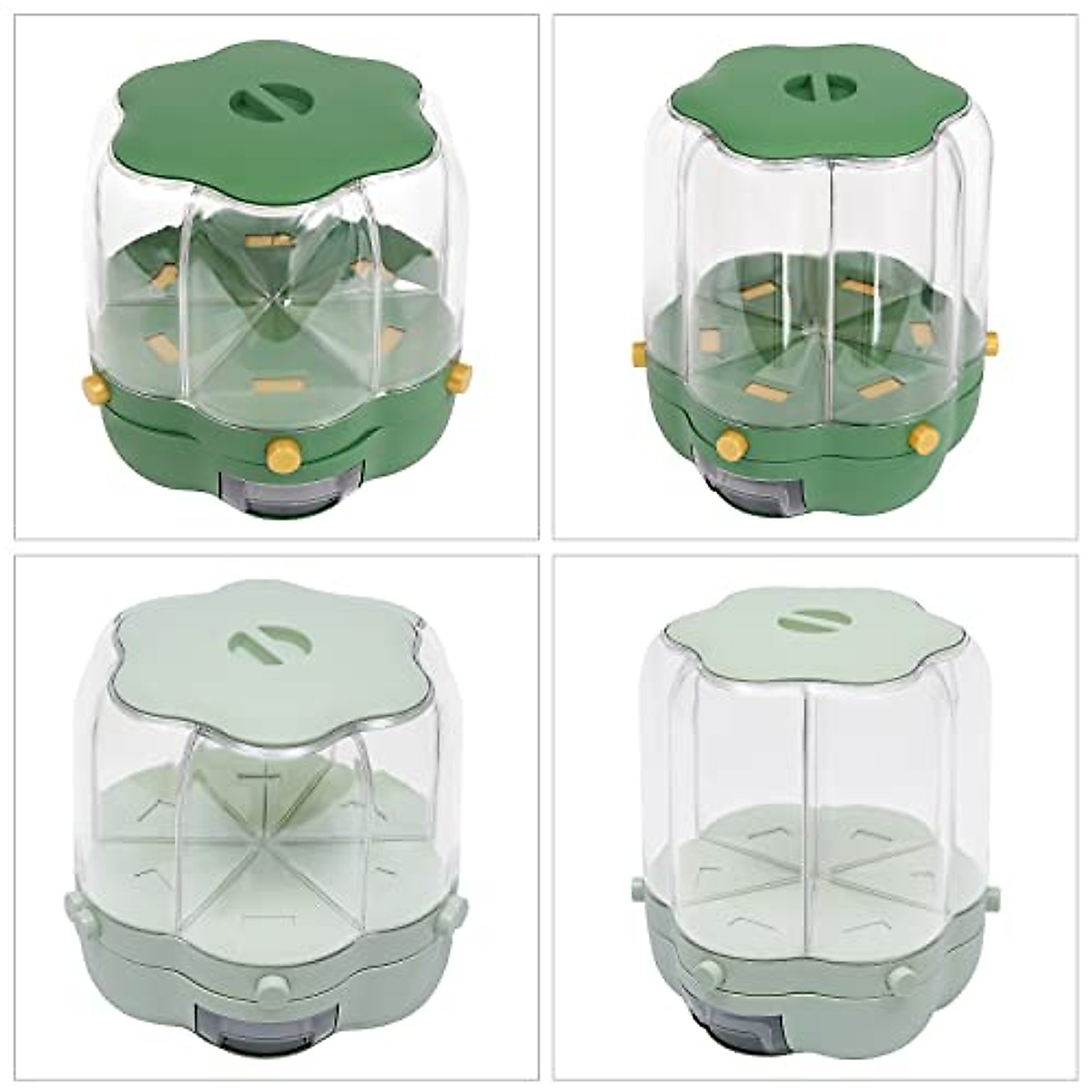 6-Grid Grain Storage Tank, 360° Rotatable Miscellaneous Grains Food Dispenser Grain Storage Box Suitable for All Beans Barley Millet And Other Granular Grains or Pet Food (Large, Light Green)