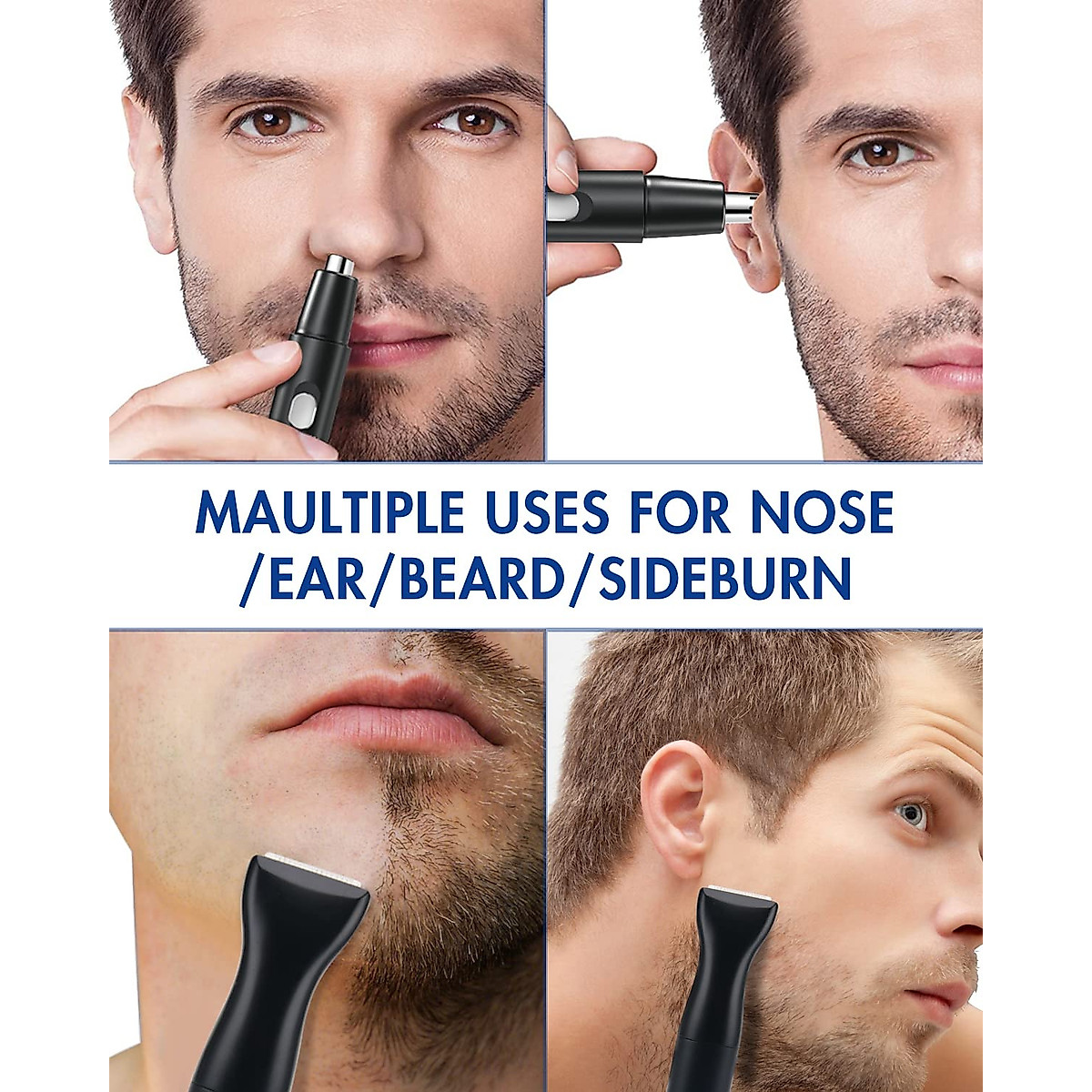 PRITECH Nose Hair Trimmer for Men & Women, Rechargeable, Portable, Washable, Dual-Edge Blades, 245 Days of Use