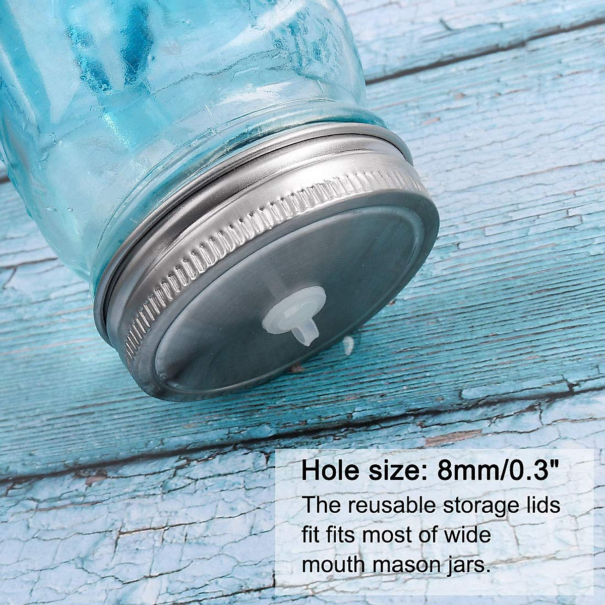 uxcell 2pcs Stainless Steel Wide Mouth Mason Jars Lids with Straw Hole Canning Lids for Drinking & Food Storage