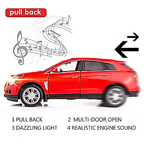 TGRCM-CZ Diecast Model SUV Cars Toy Cars, SRX 1:32 Scale Alloy Pull Back Toy Car with Sound and Light Toy for Girls and Boys Kids Toys (Red)