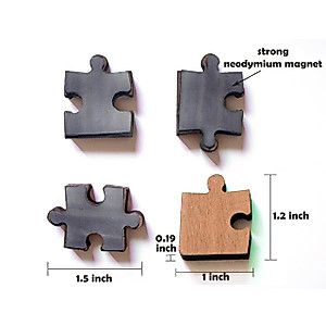 Wooden Puzzle Refrigerator Magnets, 24 PCS Natural Walnut Fridge Magnets, Strong Magnets for Fridge, Whiteboard, Kitchen, Office, and School, Locker(1.2in x 1.8in x 0.24in)