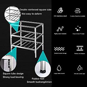 Stainless steel sink, free standing kitchen sink, outdoor garden sink with hot and cold water faucet and storage rack for laundry room, backyard, garage, camping, garden, bathroom