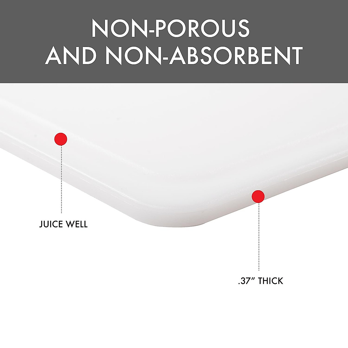 Dexas NSF Polysafe Pastry/Cutting Board with Well, 15 by 20 inches, White