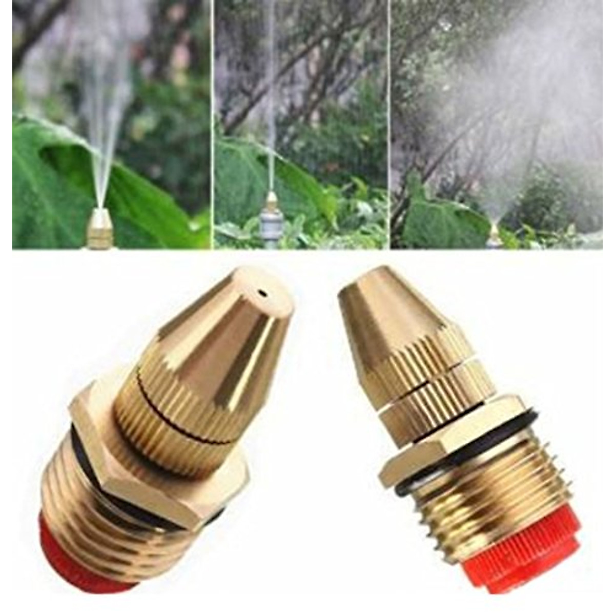 BIGBUY 1/2 Inch Garden Misting Nozzle Multiple Spray Patterns Brass Adjustable (2)
