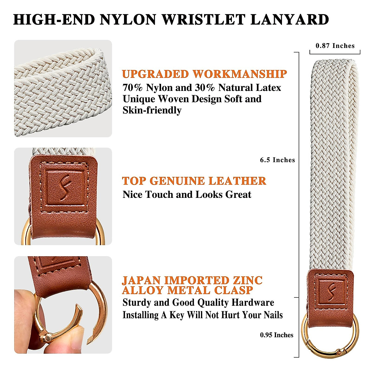 Fishent Stretchy Key Chain, Cute Keychain Wristlet, Woven Wrist Lanyard for Keys, Key Chains for Women Men Car Keys ID Badges Card Wallet Phone